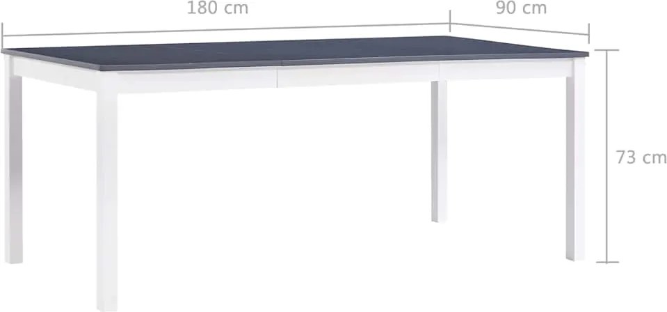 Jídelní stůl bílo-šedý 180 x 90 x 73 cm borové dřevo 283406
