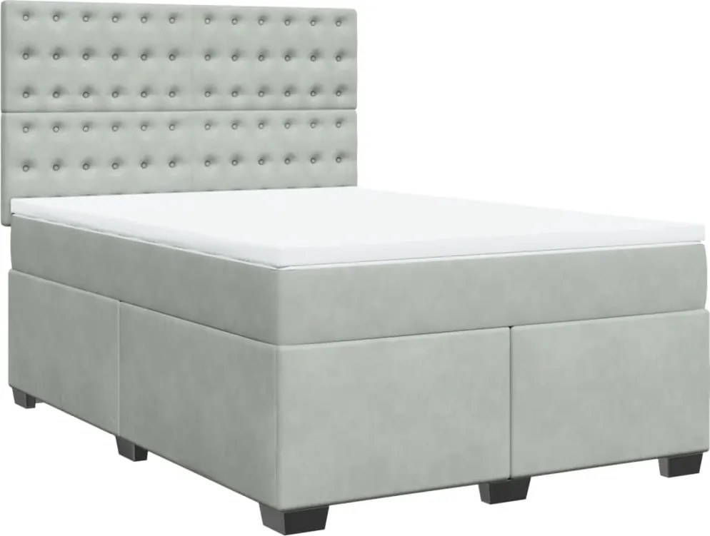 Box spring postel s matrací světle šedá 140x200 cm samet 3290942
