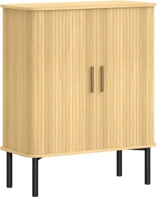 HOMCOM botník 5 úrovní 15 párů se posuvnými dveřmi, nastavitelnými policemi, 78x38x95,2 cm, dub