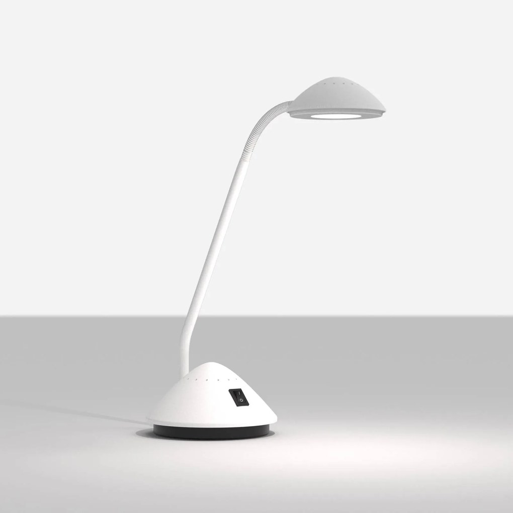 Stolní lampa LED MAULarc s ohebným ramenem, bílá