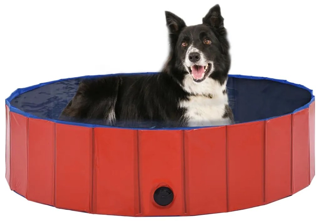 170823 vidaXL Skládací bazén pro psy červený 120 x 30 cm PVC