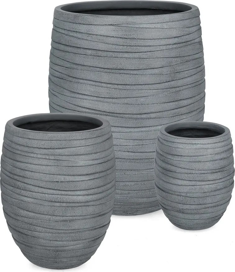 BIZZOTTO Sada 3 květináčů STRIPS Šedá