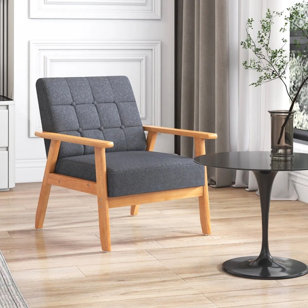 Costway Moderní akcentové křeslo s knoflíkovým prošíváním vyrobené z prodyšné