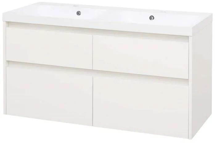 Mereo, Opto, koupelnová skříňka s umyvadlem z litého mramoru 121 cm, bílá CN913M