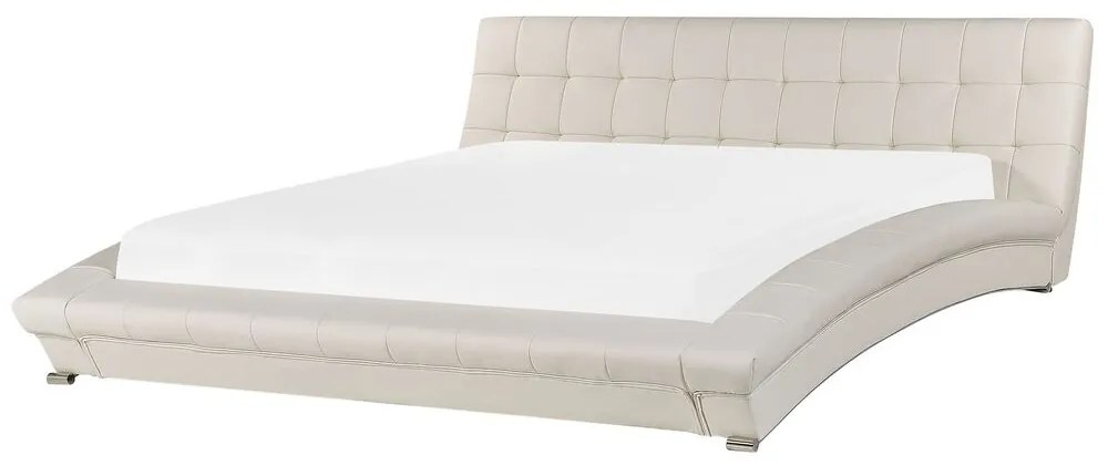 Bílá vodní kožená postel 180x200 cm LILLE Beliani