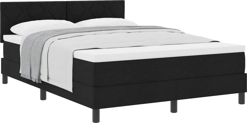 Postel s boxspringem s čelo Černý 160 x 200 cm textil 3338778