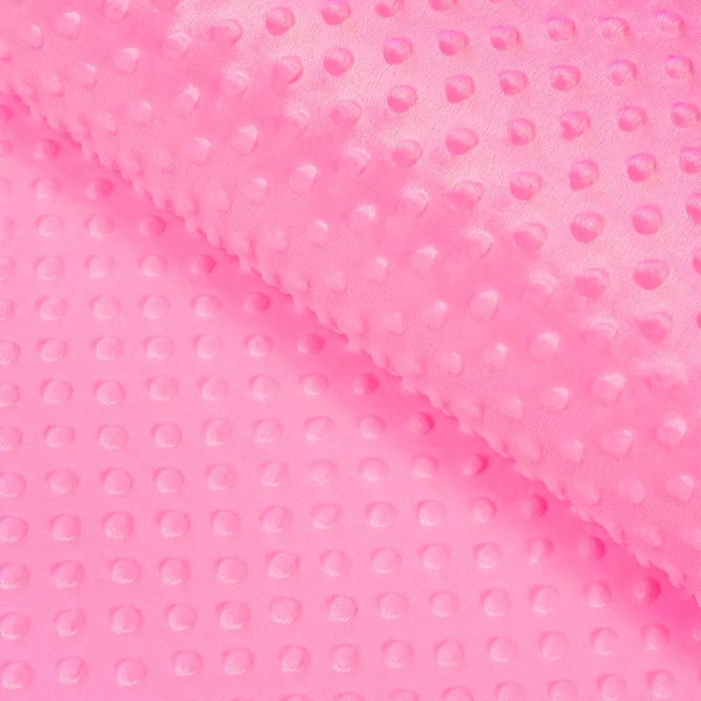 Dětská látka Minky 3D puntíky MKP-012 Sytě růžová - šířka 150 cm