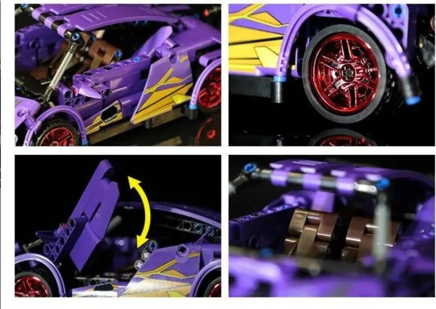Stavebnice auta SUPERCAR No.J2003 fialová - 470 dílků