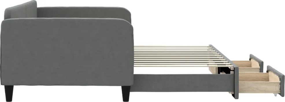 Válenda s přistýlkou a zásuvkami tmavě šedá 100 x 200 cm textil 3196858
