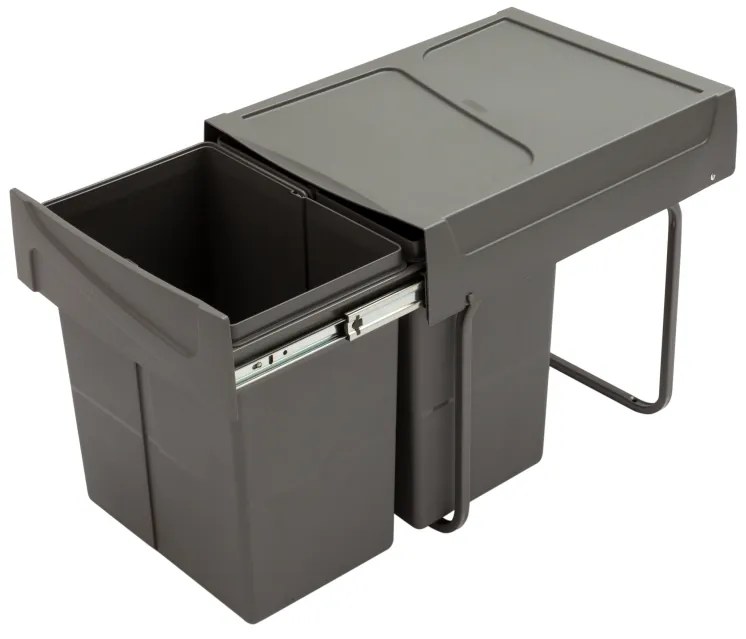 In-Design Odpadkový koš UNION K40 s integrovaným výsuvem - 20 + 20 L tmavě šedý