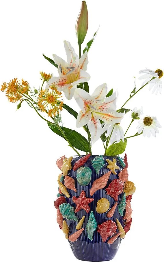 CORAL COAST Váza mořské plody 33 cm - tm. modrá