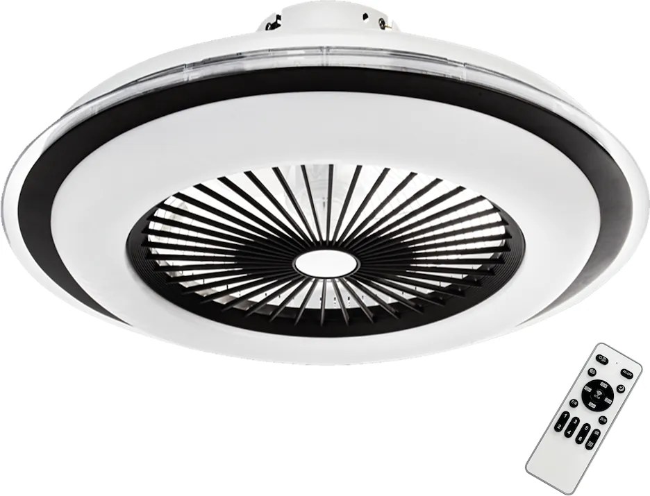 Stropní LED svítidlo Zephyr, 1x LED 48w, 3000-6000k, b, s ventilátorem a ovladačem