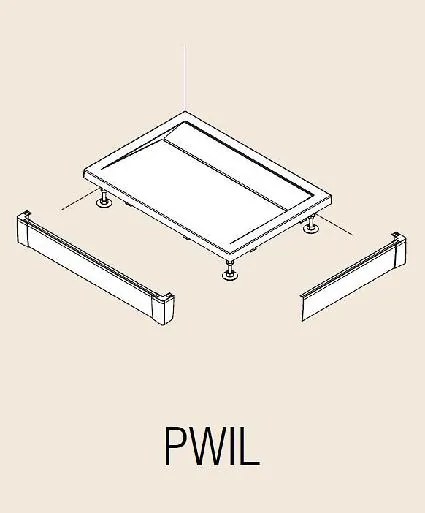 RONAL ILA - Hliníkový přední panel pro obdélníkovou vaničku, L-panel, 2 strany, 900 x 1000 mm - barva bílá PWIL09010004