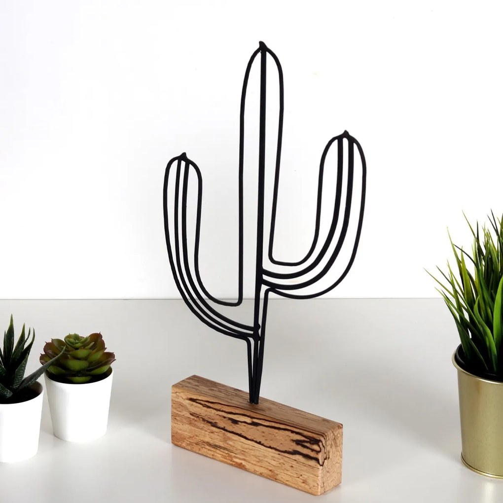 Kovová dekorace Cactus 37 cm černá