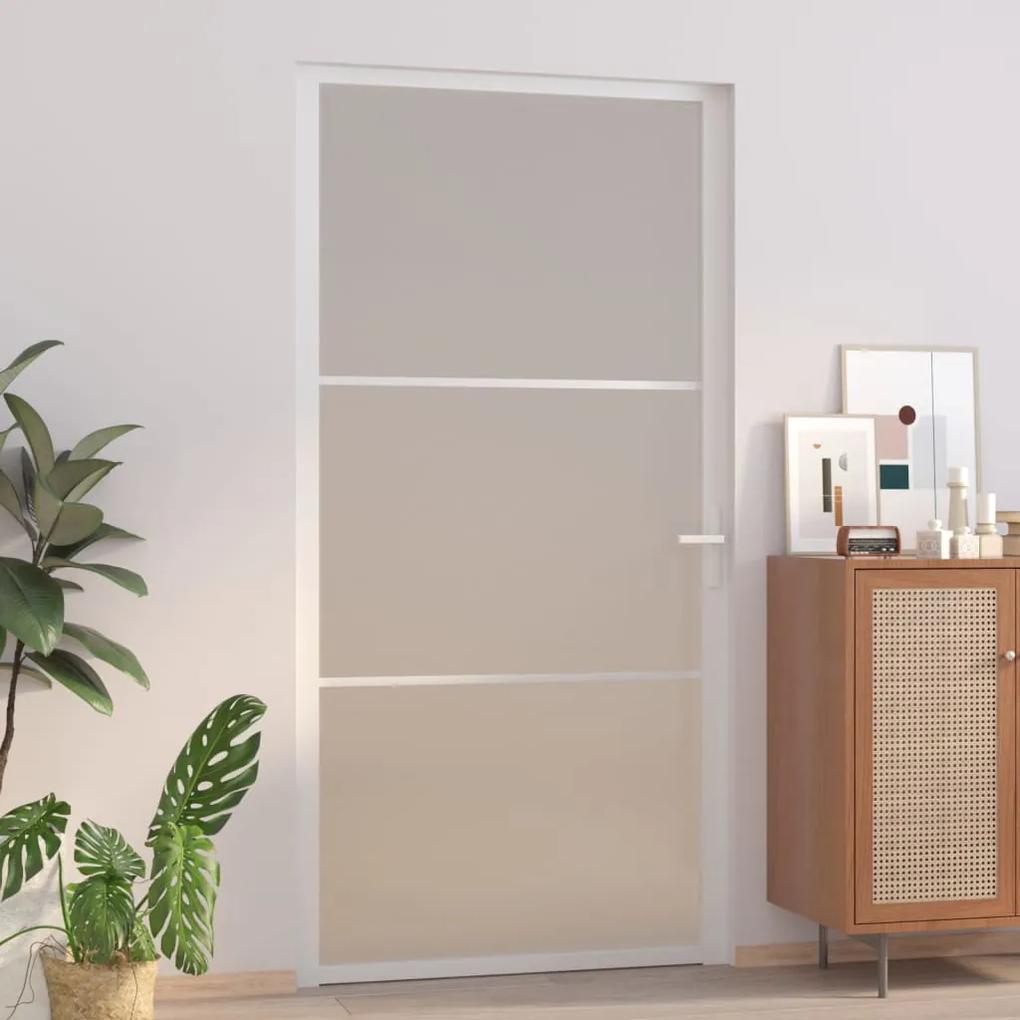 Interiérové dveře 102,5 x 201,5 cm bílé matné sklo a hliník - Default Title