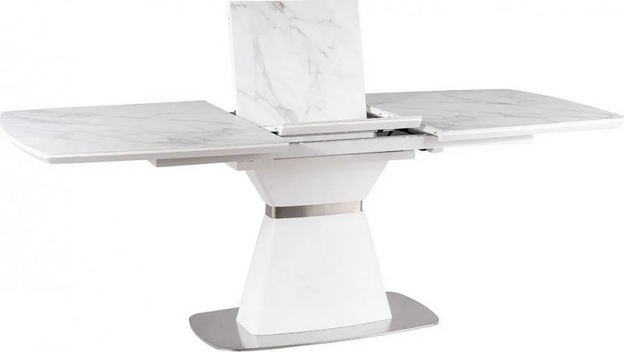 Casarredo - Komfort nábytek Rozkládací jídelní stůl SATURN II 160 CERAMIC bílý mramor/bílý mat