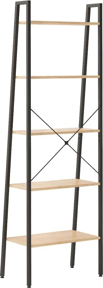 5patrová stojící police světle hnědá a černá 56 x 35 x 174 cm 336367