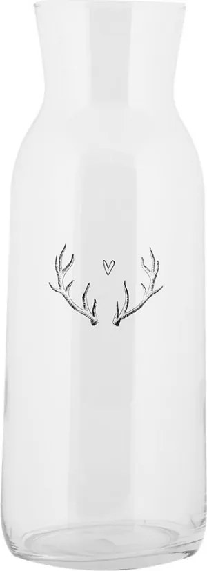 Skleněná karafa paroží se srdíčkem Love Deer - Ø 9*25 cm / 1000 ml
