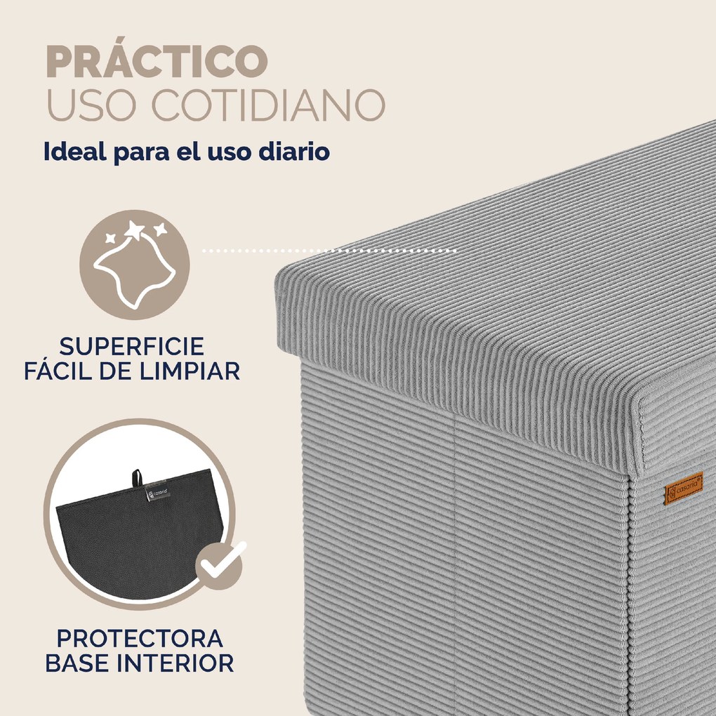 Lavice s úložným prostorem šedý manšestr 76x38x38cm MDF skládací