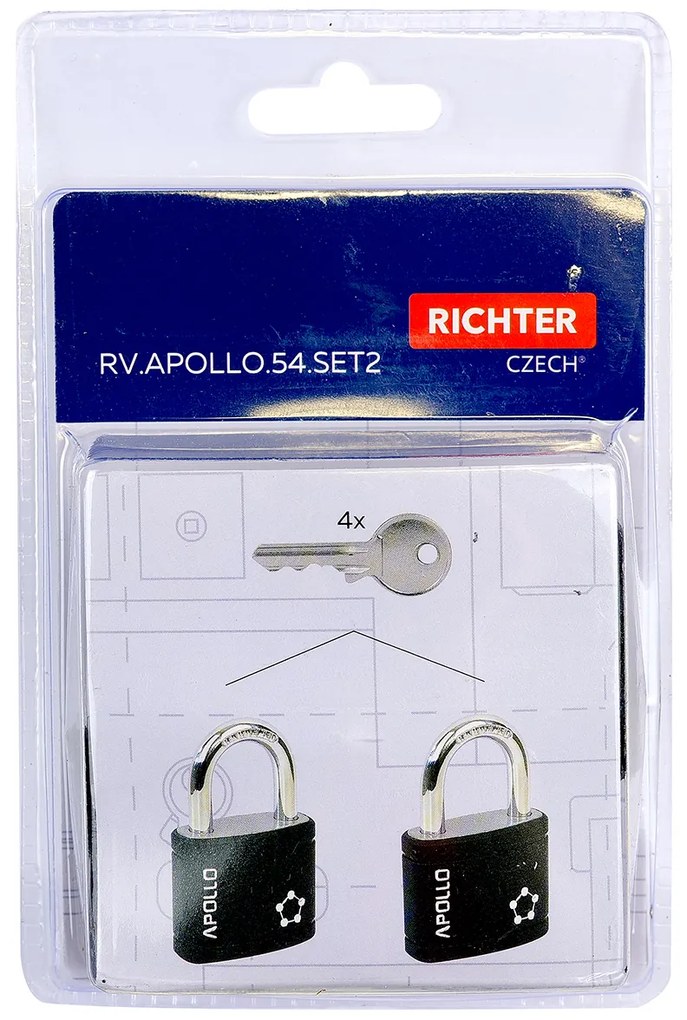 Richter Czech Set visacích zámků RV.APOLLO.54.SET2.CRN