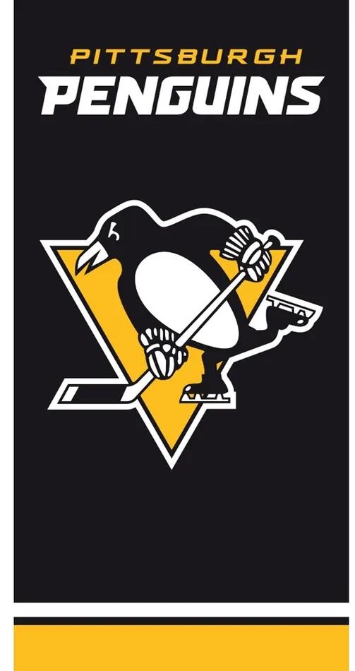 TipTrade Osuška NHL Pittsburgh Penguins Black, 70 x 140 cm