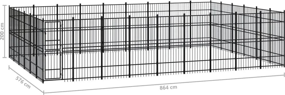 vidaXL Venkovní psí kotec ocel 49,77 m² [3097998]