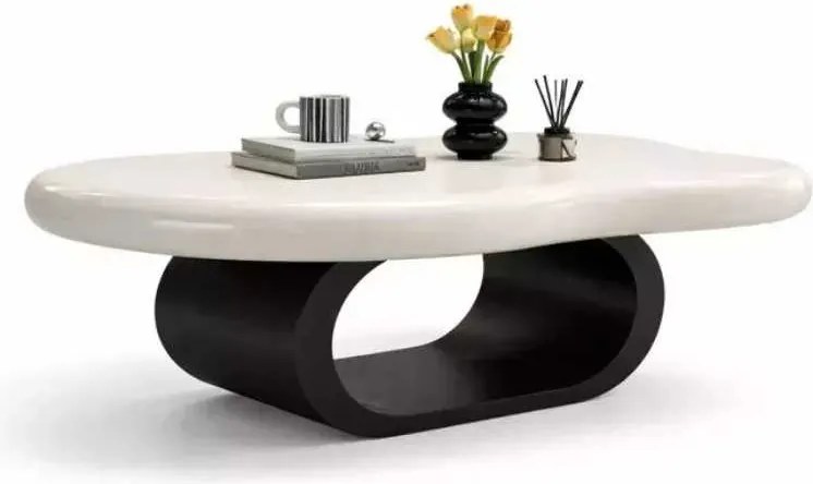 LuxuryForm DESIGN Konferenční stolek DECO 120 × 79 cm – bílý, černá podnož