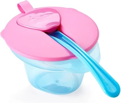 TOMMEE TIPPEE | Nezařazeno | Dětská miska s trojúhelníkovým dnem a lžičkou Tomme Tippee růžová | Růžová |