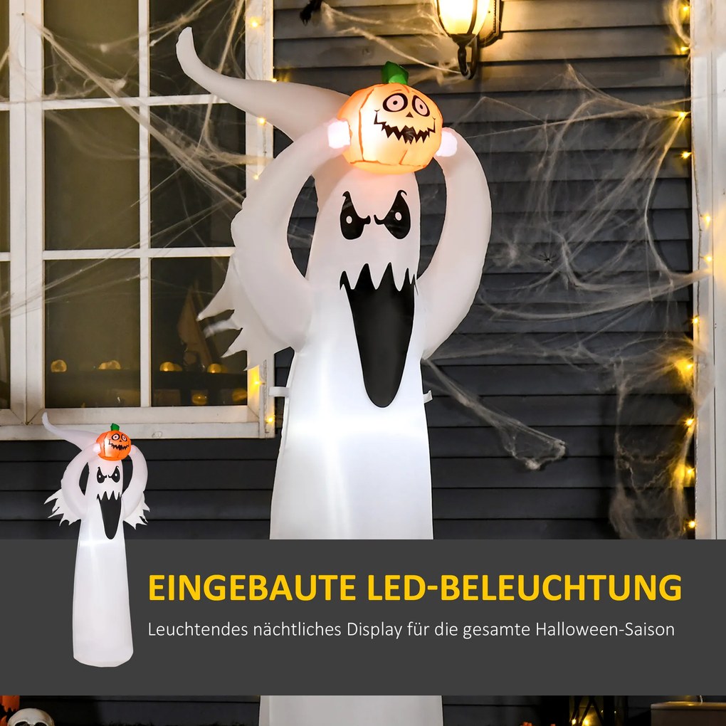 HOMCOM Halloweenský nafukovací duch 1,8 m s LED diodami 80 x 40 x 180