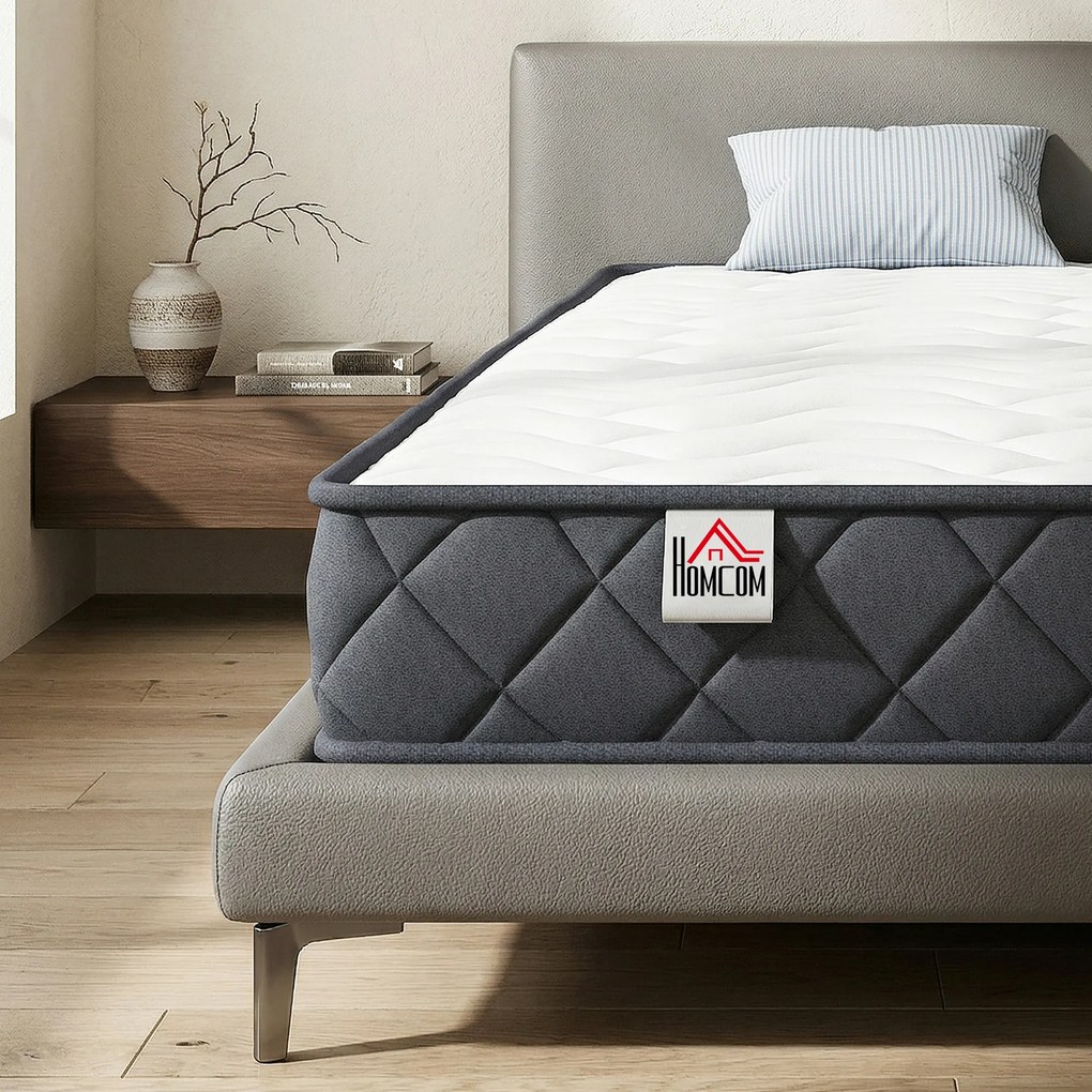 HOMCOM matrace 90x190 cm, jednolůžková matrace, paměťová pěna, výška 20 cm, certifikát OEKO-TEX, střední tuhost