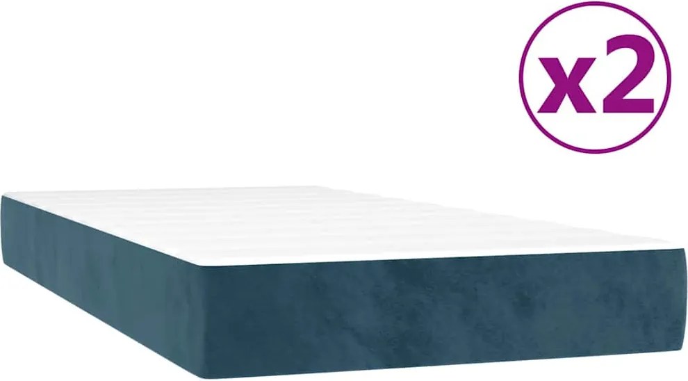 Box spring postel s matrací tmavě modrá 200x200 cm samet 3144703