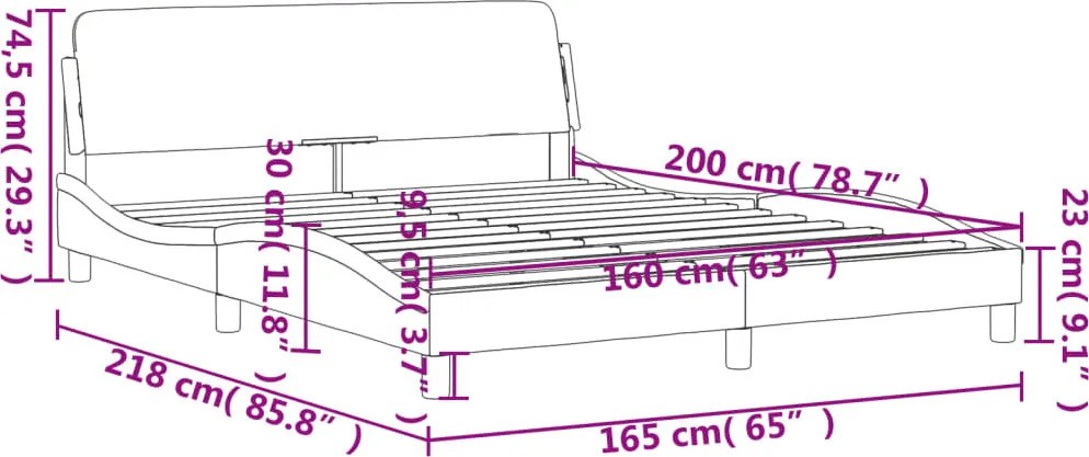 vidaXL Rám postele s čelem 160x200 cm umělá kůže [373219] Barva: Černobílý