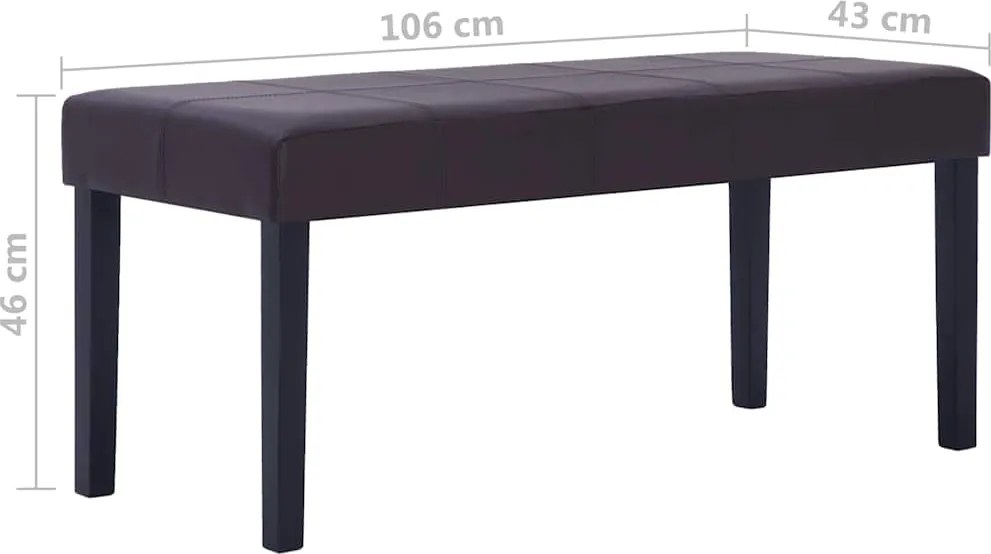Lavice 106 cm hnědá umělá kůže 281310