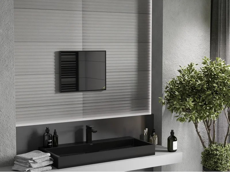 Mexen Loft obdélníkové koupelnové zrcadlo 50 x 40 cm, černý rám - 9852-050-040-000-70