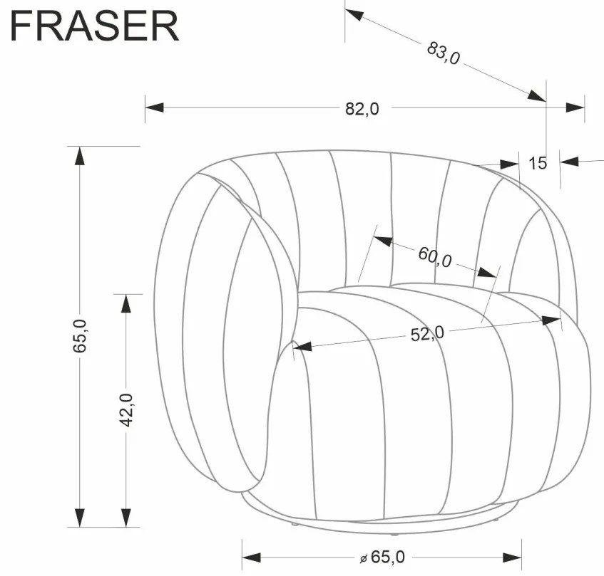 Otočné designové křeslo FRASER — látka, tmavě béžová