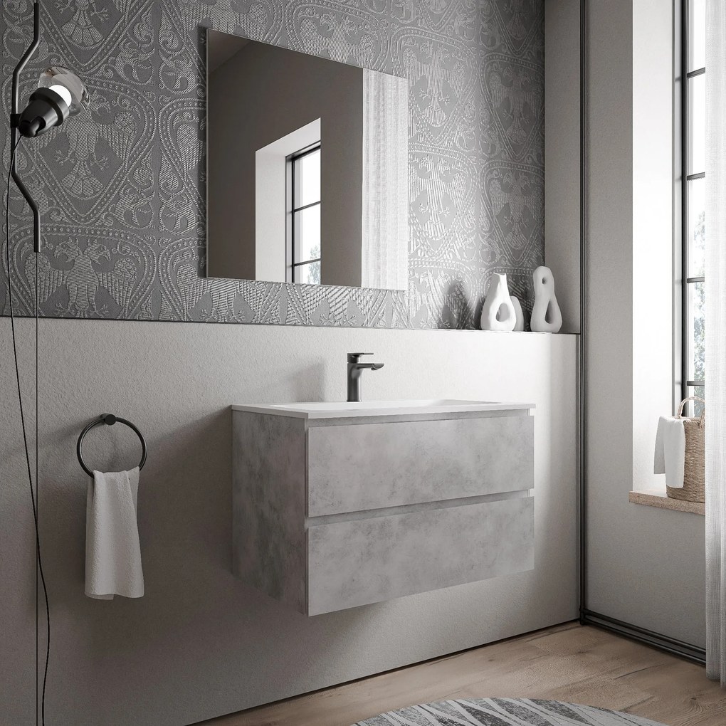 Koupelnová skříňka AVA 80 cm s umyvadlem z minerálního odlitku BRUXELLES