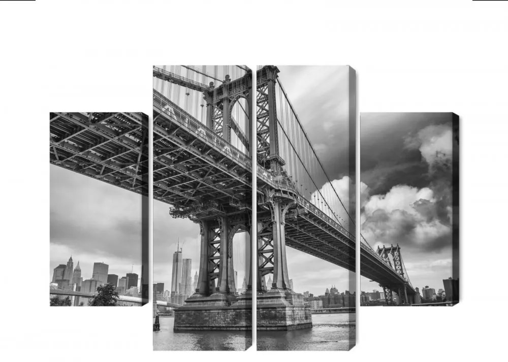 Vícedílný obraz Manhattan Bridge V New Yorku Nedostatek Nedostatek Plátno Canvas 80x60