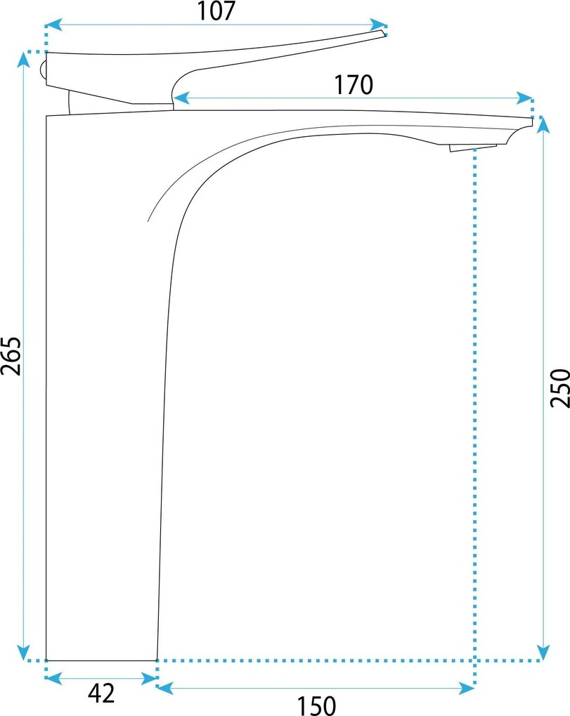 Rea Vision Premium, vysoká umyvadlová baterie h-265, chromová, REA-B6344