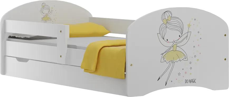 MAXMAX Dětská postel se šuplíky ŽLUTÁ VÍLA 180x90 cm