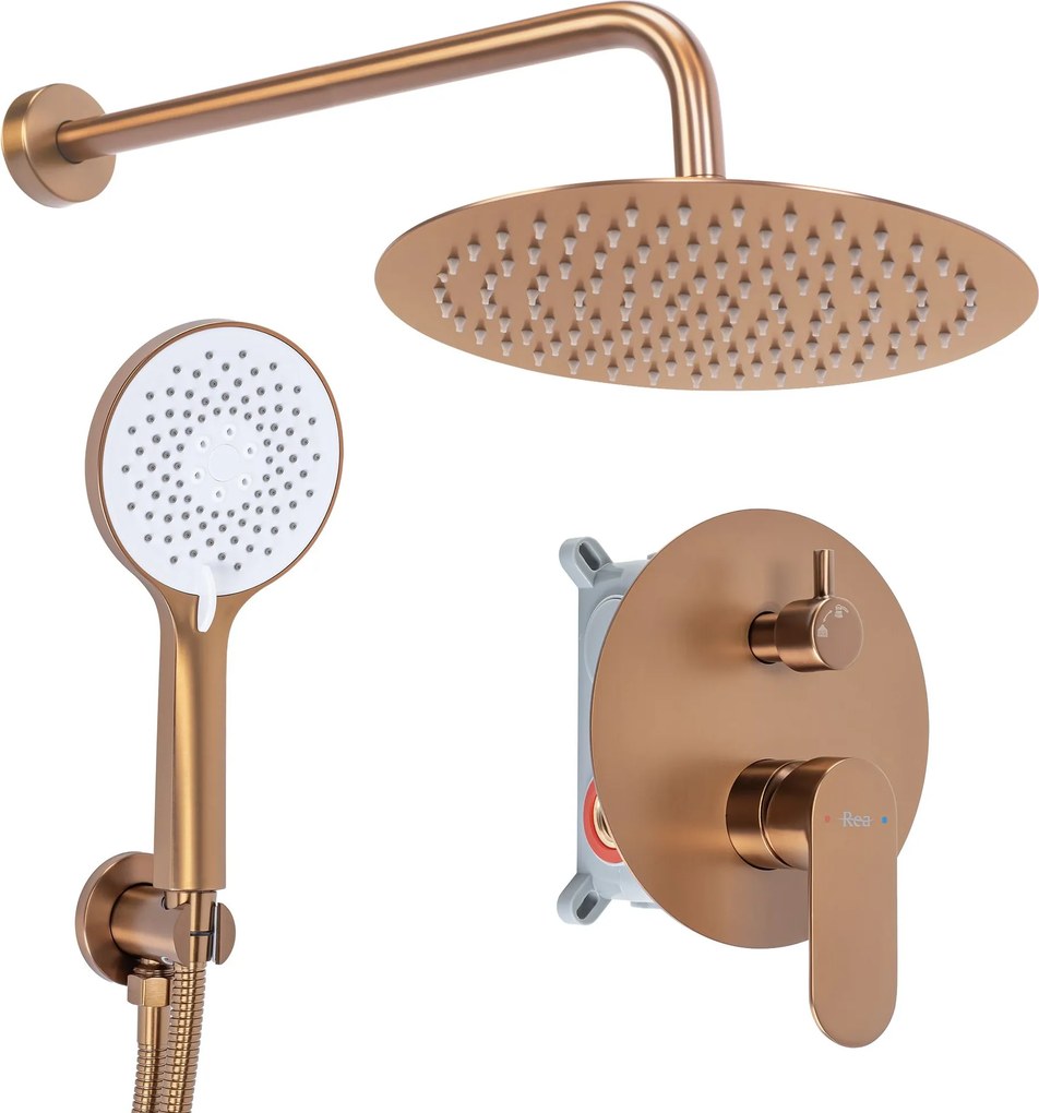 Rea Drop, podomítková sprchová souprava + BOX, měděná matná, REA-P9660