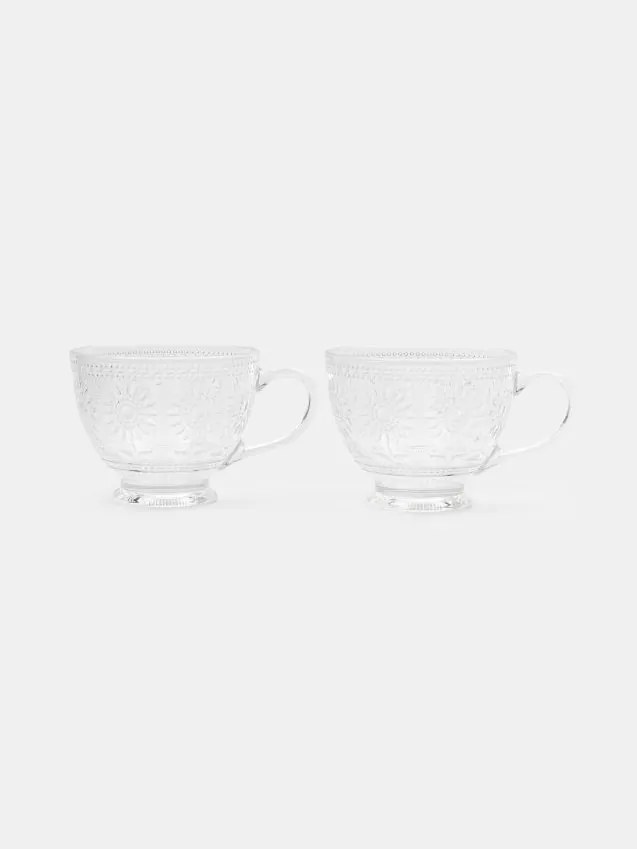 Sinsay - Skleněné šálky s reliéfním květinovým vzorem 2 pack - clear