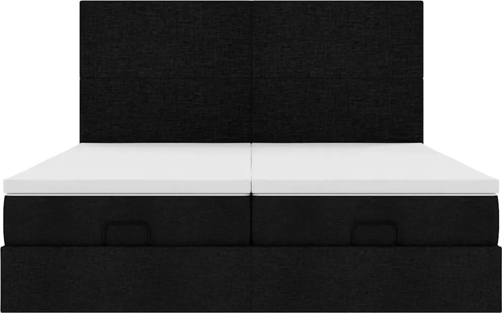 Osmanský rám postele s matrací černý 200x200cm textil 3313680