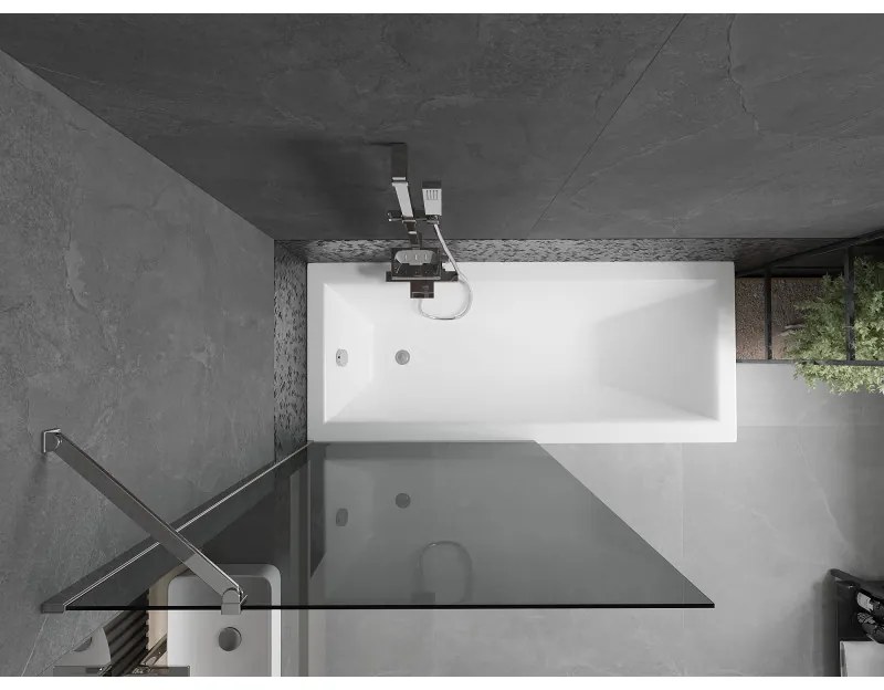Mexen Next, vanová zástěna 1-křídlová 90 x 150 cm, fixní křídlo, 6 mm šedé sklo, chromový profil, 895-090-000-00-40-01