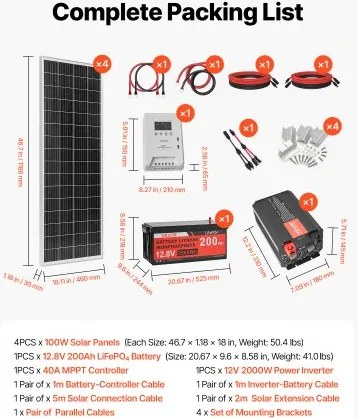 Kompletní solární sada 400 W 12 V VEVOR
