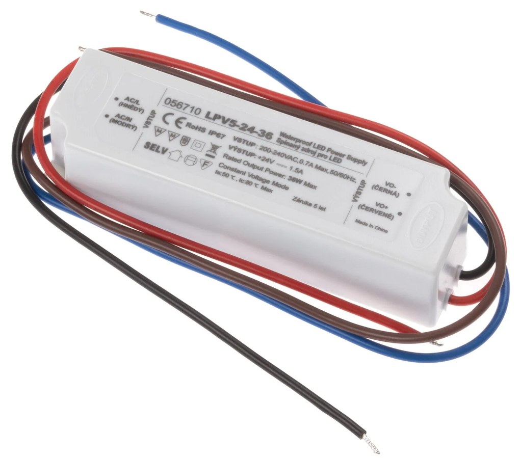T-LED 056710 LED zdroj 24V 36W LPV5-24-36 Záruka 5 let