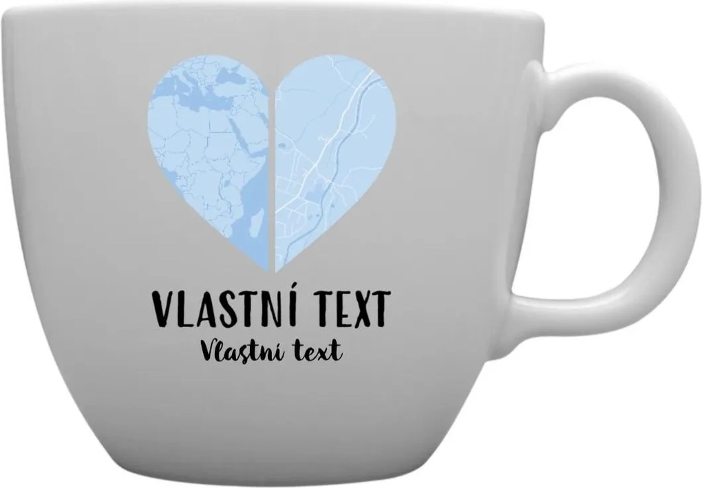 Personalizovaný MEGA XXL keramický hrnek 1 000 ml - Dvě místa, jedno srdce