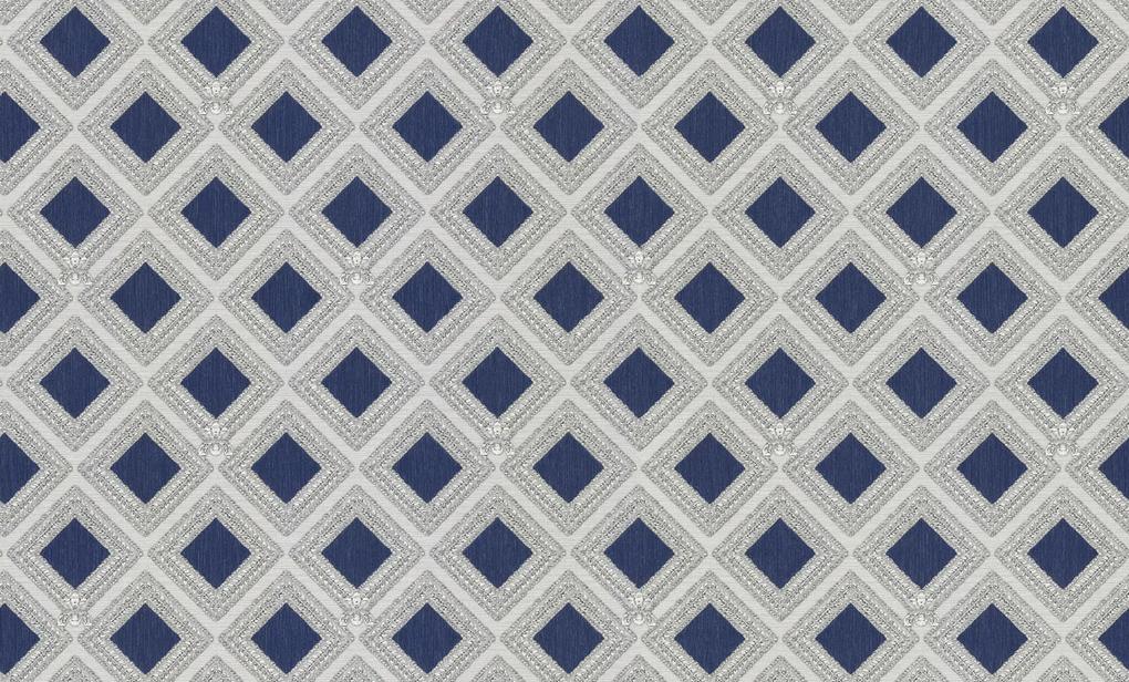 Luxusní modro-stříbrná geometrická vliesová tapeta na zeď, GF62062, Gianfranco Ferre´Home N.3, Emiliana Parati