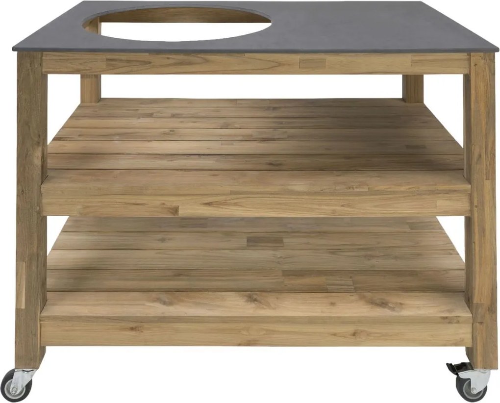 Sunfun Zoe Kuchyňský modul Kamado, 120 × 89 × 71,5 cm, teakové dřevo, keramika