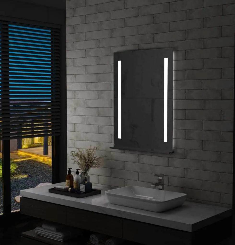 vidaXL Koupelnové nástěnné zrcadlo s LED světlem a policí 60 x 80 cm [144715]