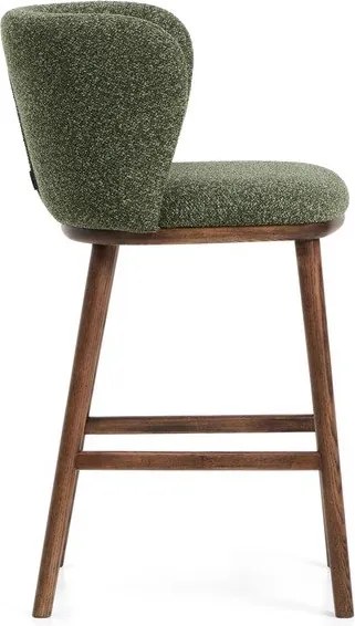 Tmavě zelená čalouněná barová židle (výška sedáku 65 cm) Ciselia – Kave Home